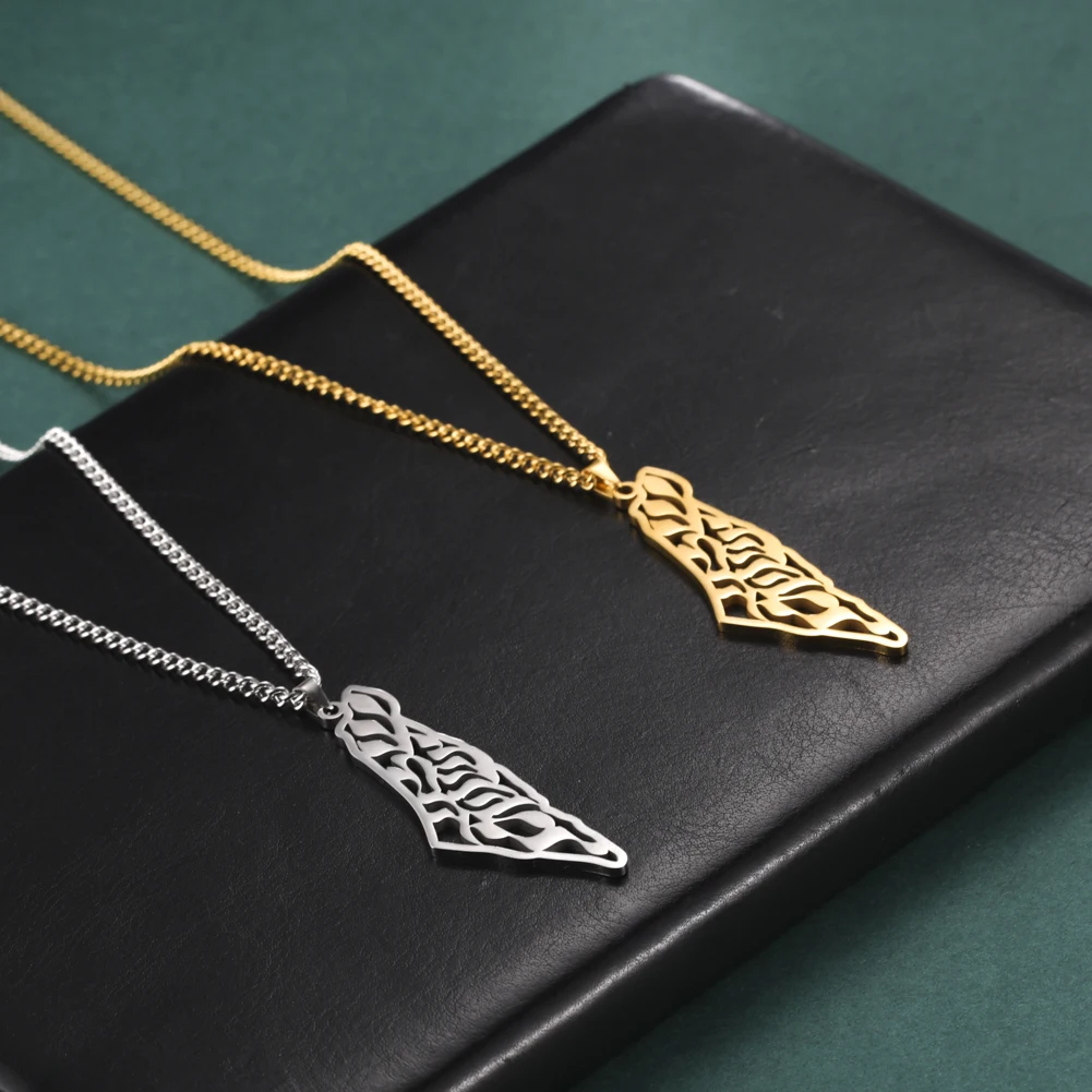 LIKGREAT-Palestine-Map-Pendant-Necklace-Stainless-Steel-Israel-Chain ...