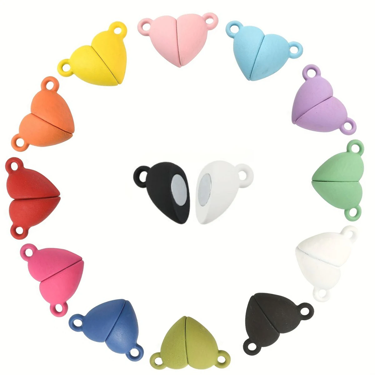 50-5pcs-Magnetic-Couple-Pendant-And-Heart-Shape-Magnet-Paired-Loose ...