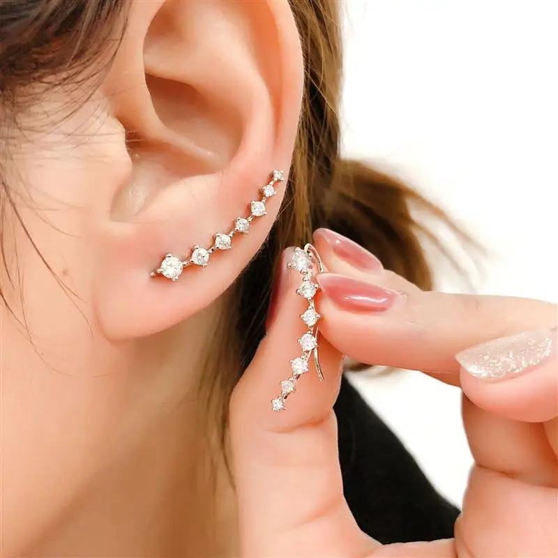 Long Dipper Ear Hook Clip on Earrings for Women Four-Prong Setting ...