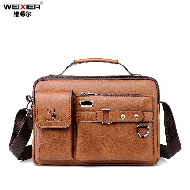 WEIXIER Fashion Men's Shoulder Bag Portable PU Leather Handbag Business ...