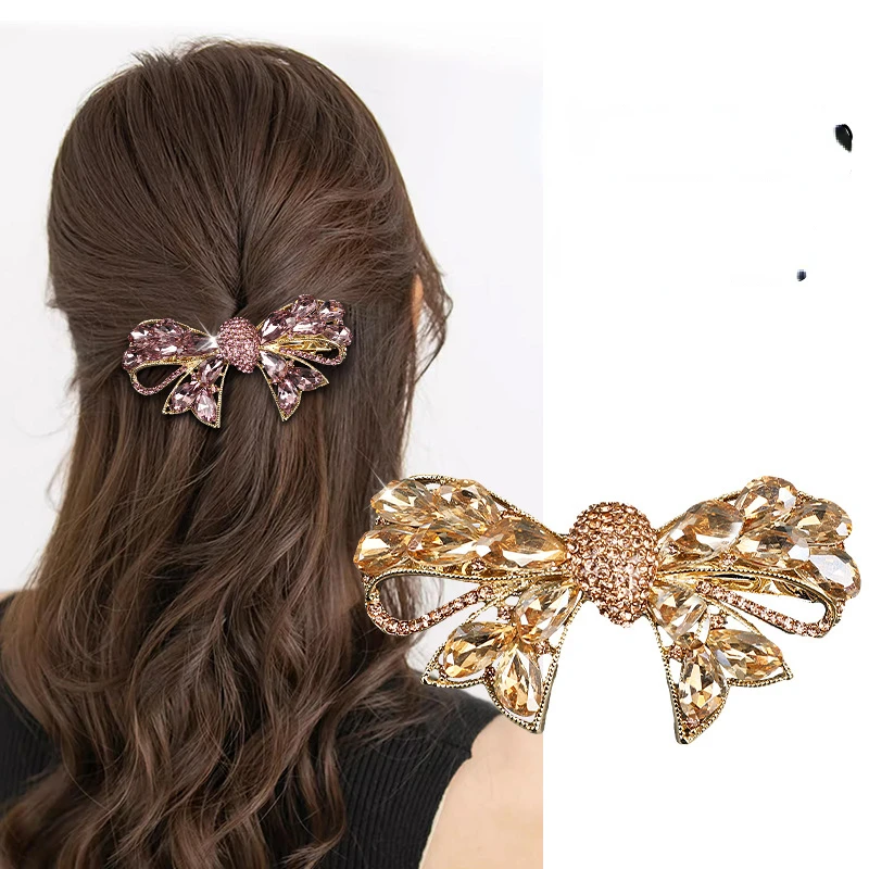 Spring-New-Bow-Hair-Clip-Luxury-Water-Diamond-Horizontal-Clip-Elegant ...
