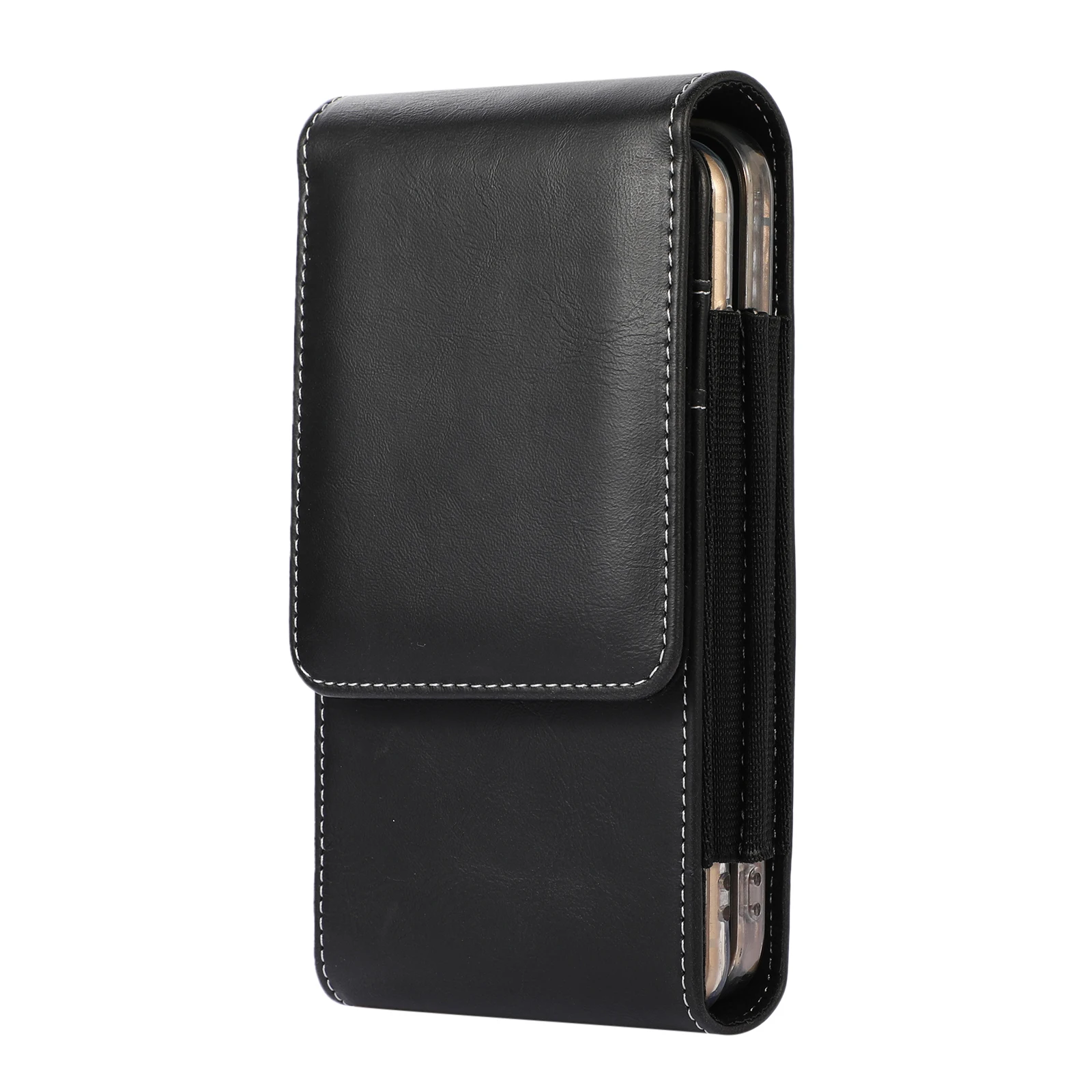 Leather Dual Pouch 2 Phone Waist Bag Men Belt Clip Case Holster For ...