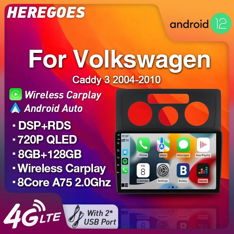 Carplay-9-QLED-Android-12-Car-Radio-For-Volkswagen-VW-Caddy-2K-3-III ...