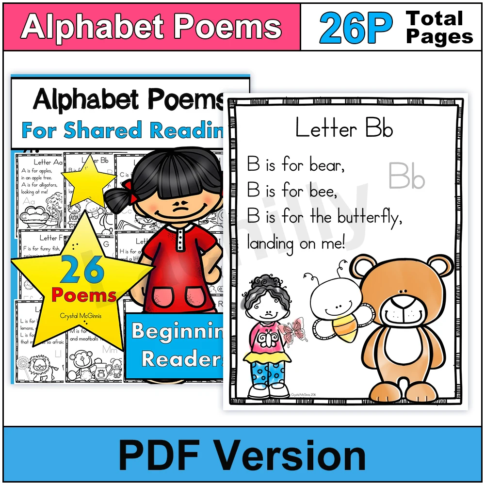 26 Alphabet Poems for shared Reading baby learning English reading book ...