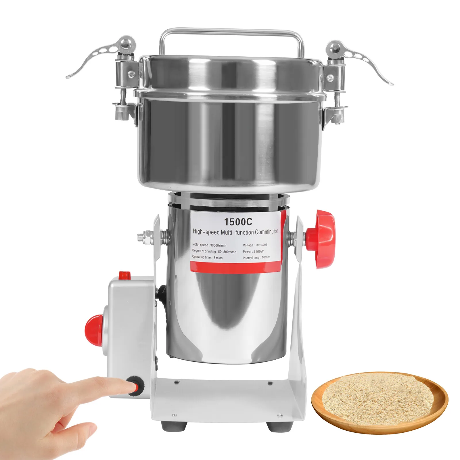 Electric Grain Grinder 4100W Pure Copper Motor 30000r/min 3.31lbs ...