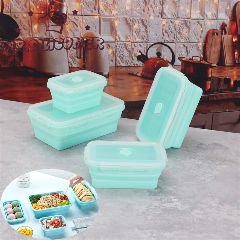 Silicone-Folding-Bento-Box-4-Size-Collapsible-Portable-Lunch-Box-for ...