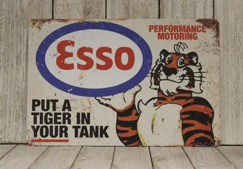 Esso Gas Stations Tin Sign Rustic Vintage Style Ad Put a Tiger in Your ...