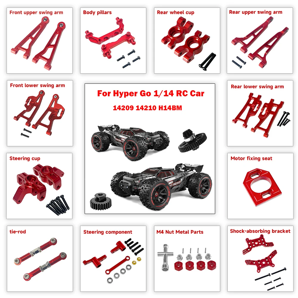 MJX-Hyper-Go-14210-14209-H14BM-RC-Car-Metal-Steering-Cup-Upper-Lower ...