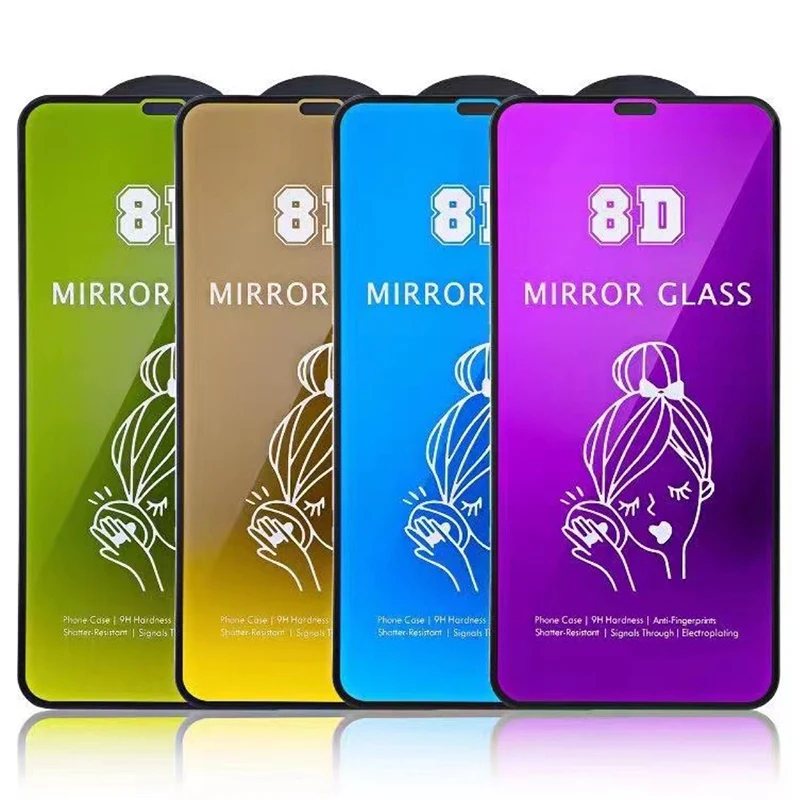 8D Mirror Tempered Glass Full Cover Make Up Screen Protector Film For ...