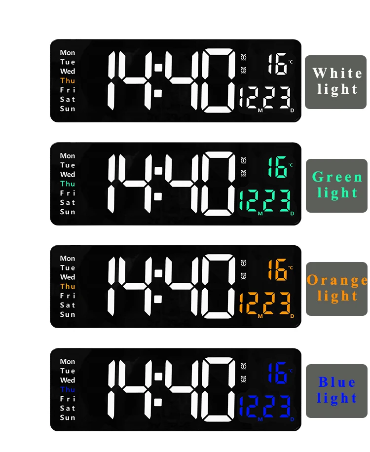 HORLOGE - PENDULE,DS-6627-Green--Grande horloge murale numérique avec télécommande, double ...