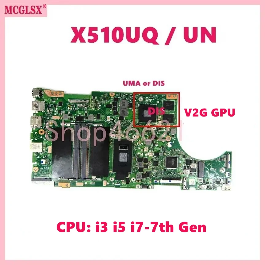 X510UQ/UN i3/i5/i7 CPU Mainboard For ASUS X510U/UQ/UQR X510UR X510UN ...