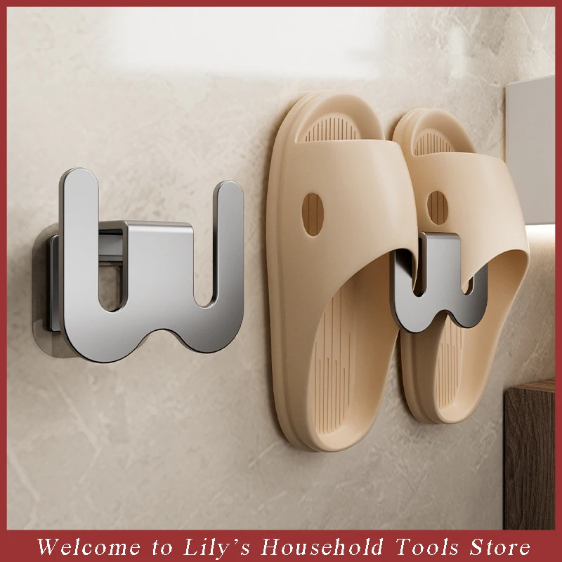 Slipper Rack Space Aluminum No Punching Hole Slipper Holder Double ...