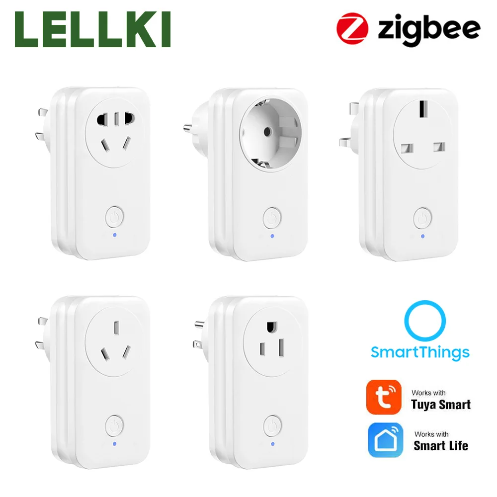 LELLKI Zigbee Smart Socket Zigbee2mqtt 10A Remote Power Plug EU UK US ...