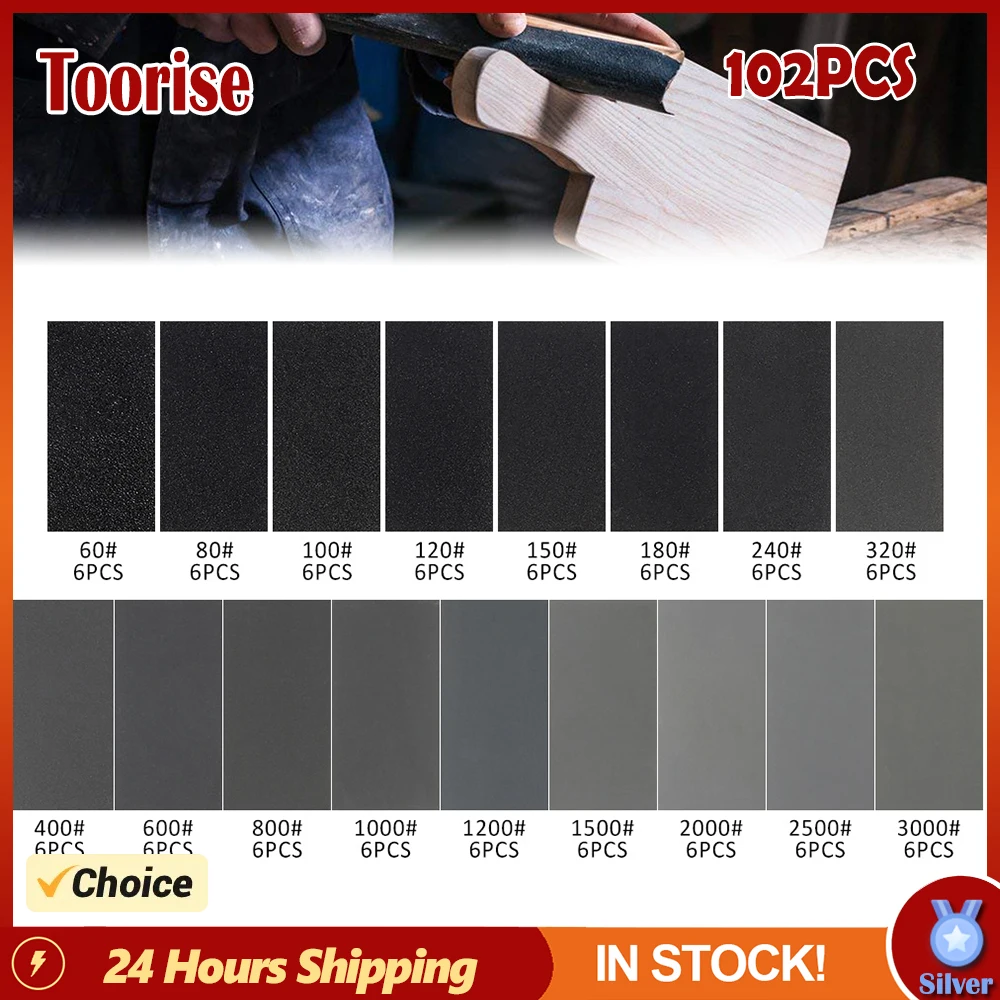 102pcs-Rectangle-Sandpaper-Sheets-60-3000-Assorted-Grit-Sand-Paper-Wet ...