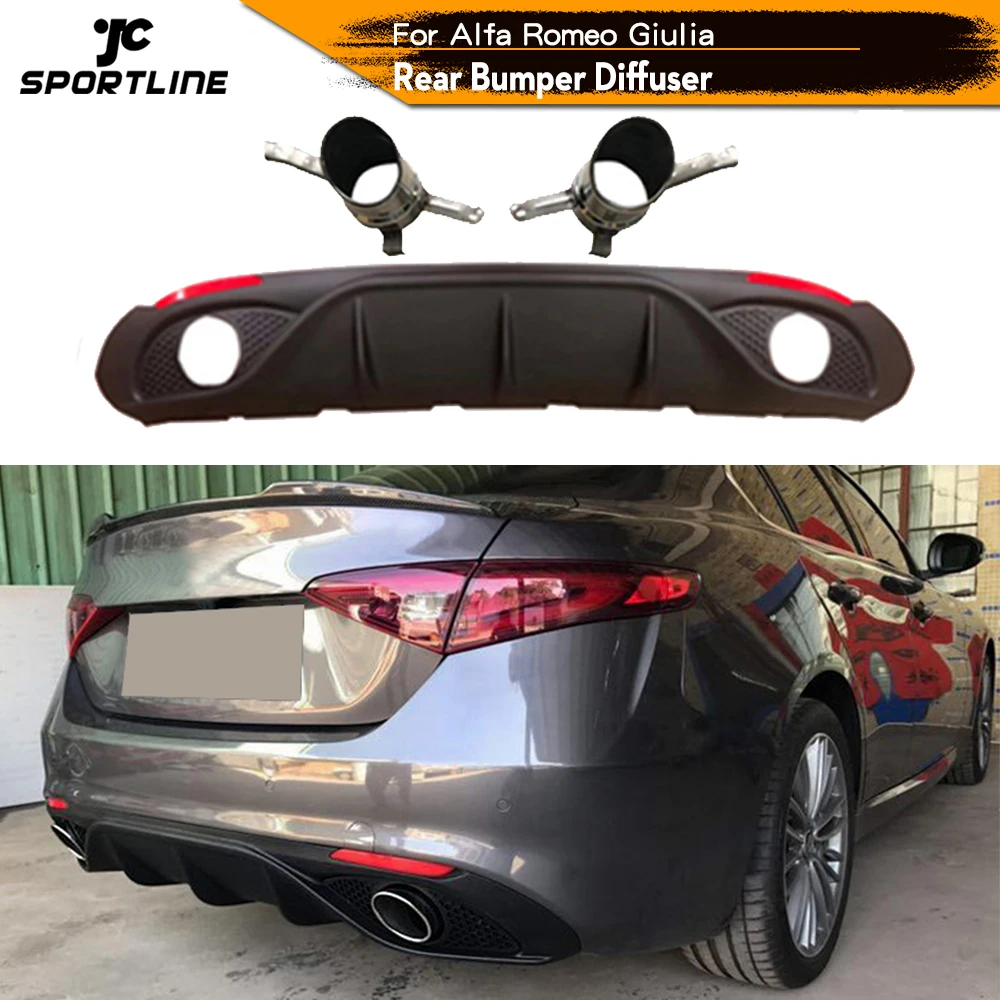 Car-Rear-Bumper-Diffuser-Lip-Spoiler-with-Exhaust-Tips-for-Alfa-Romeo ...