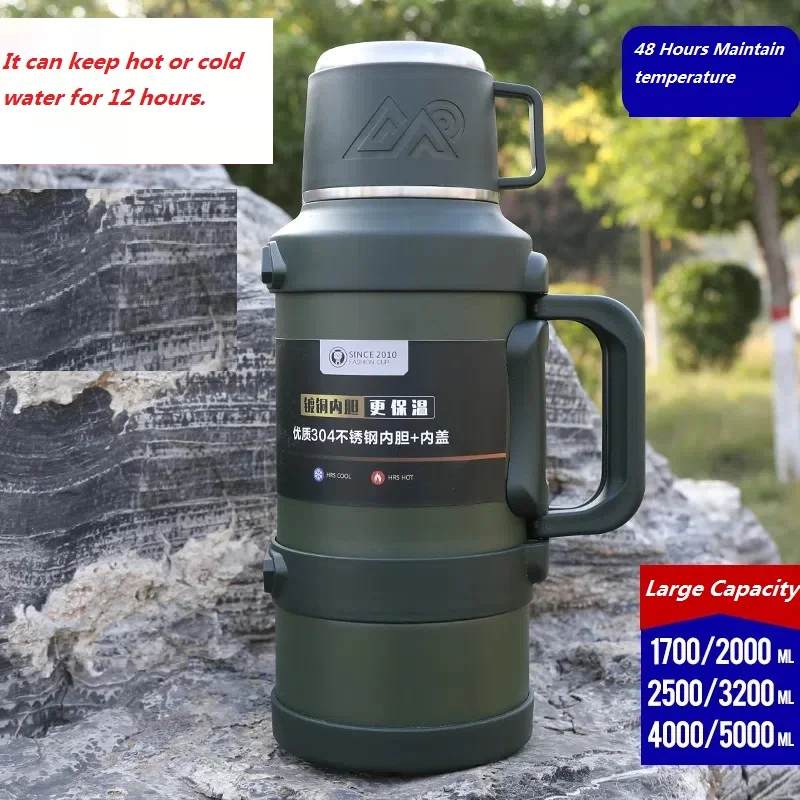 304-Stainless-Steel-Big-Capacity-Thermos-Bottle-1L-2L-3L-Outdoor-Travel ...