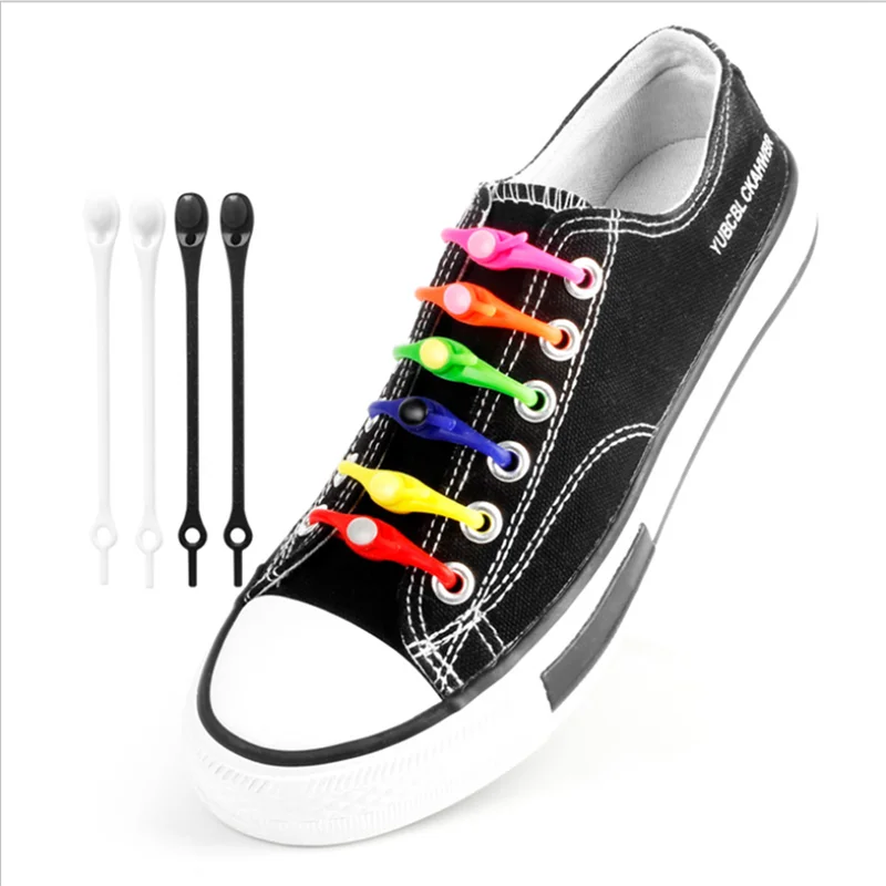12PCS No TIE Lacing system Silicone Shoelace Elastic Shoelaces For ...