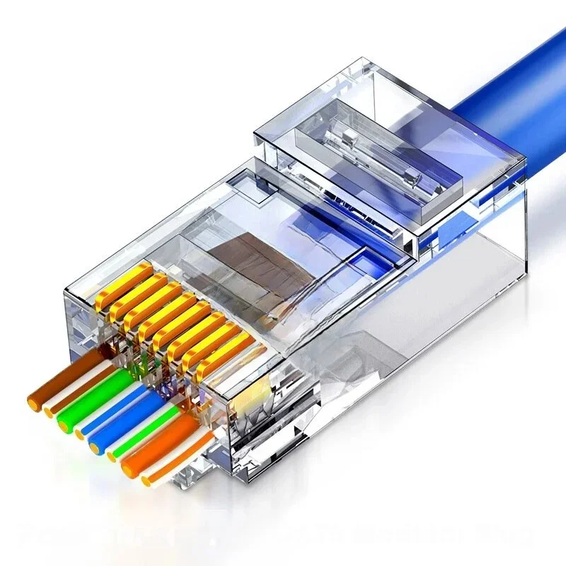 50 PCs RJ45 Connector Cat6 Connector Network Unshielded RJ45 Perforated ...