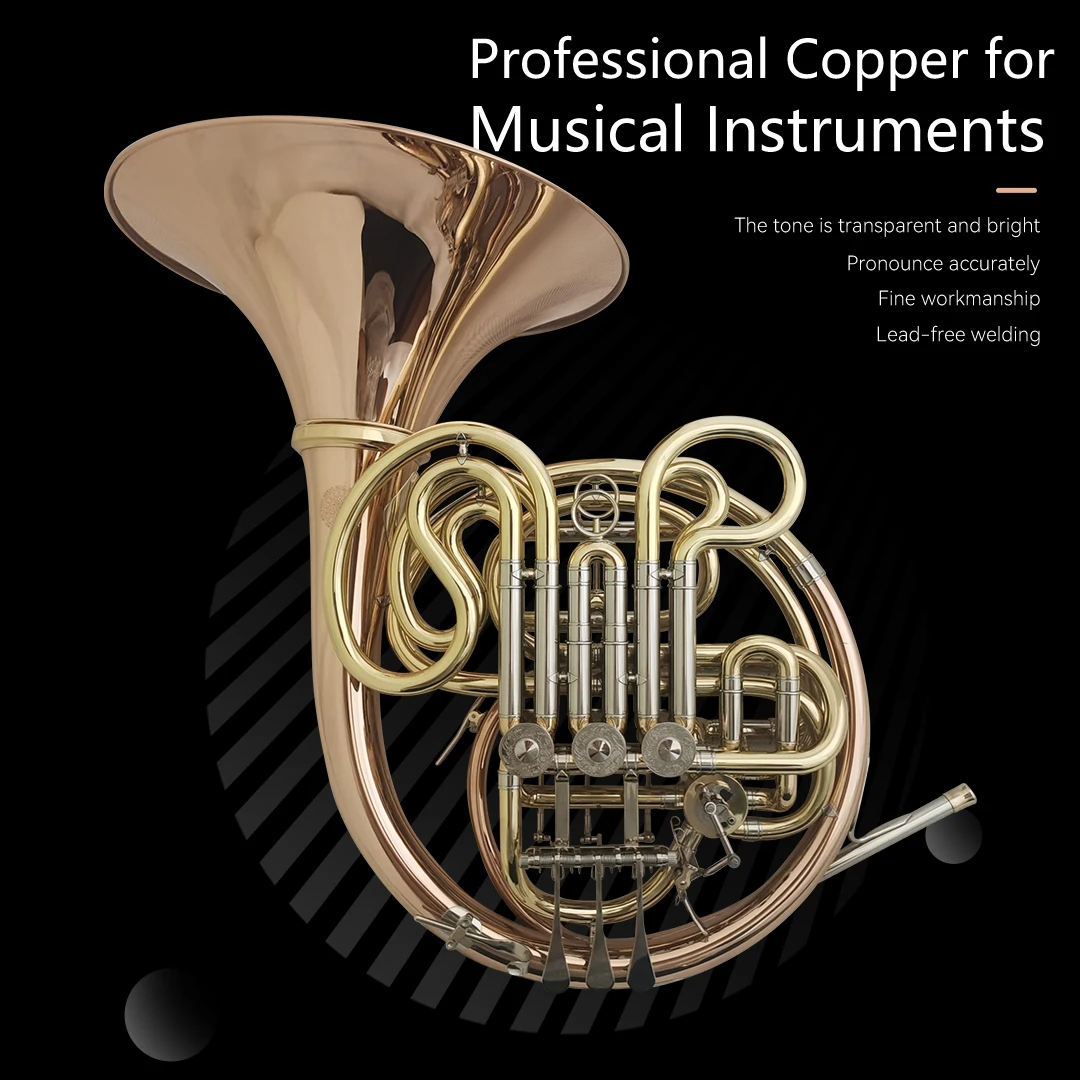 F-Bb-Double-French-Horn-Rose-Brass-Bell-Musical-Instruments-4-Valves ...