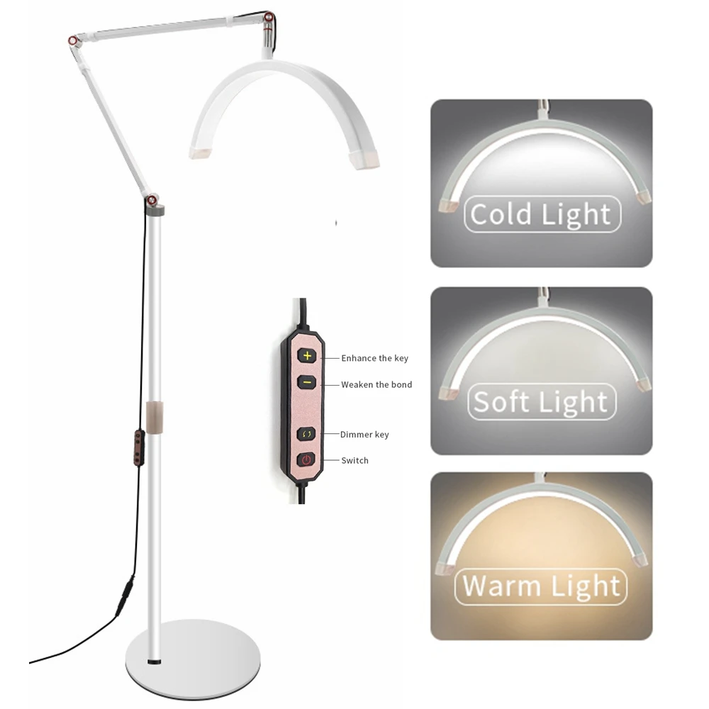 16-Half-Moon-Lash-Lamp-20W-LED-Telescopic-Stand-Lamp-Arc-Beauty-Salon ...