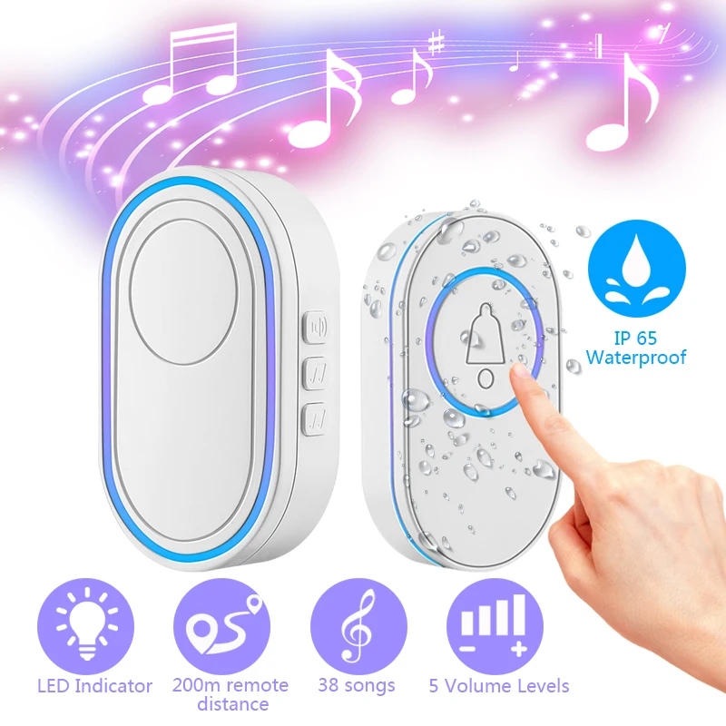 Timbre inalámbrico IP65 para exteriores, timbre de puerta inteligente ...