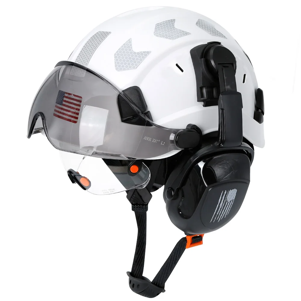 Safety-Helmets-With-Visor-Built-In-Goggles-Earmuffs-Reflective-Stickers ...