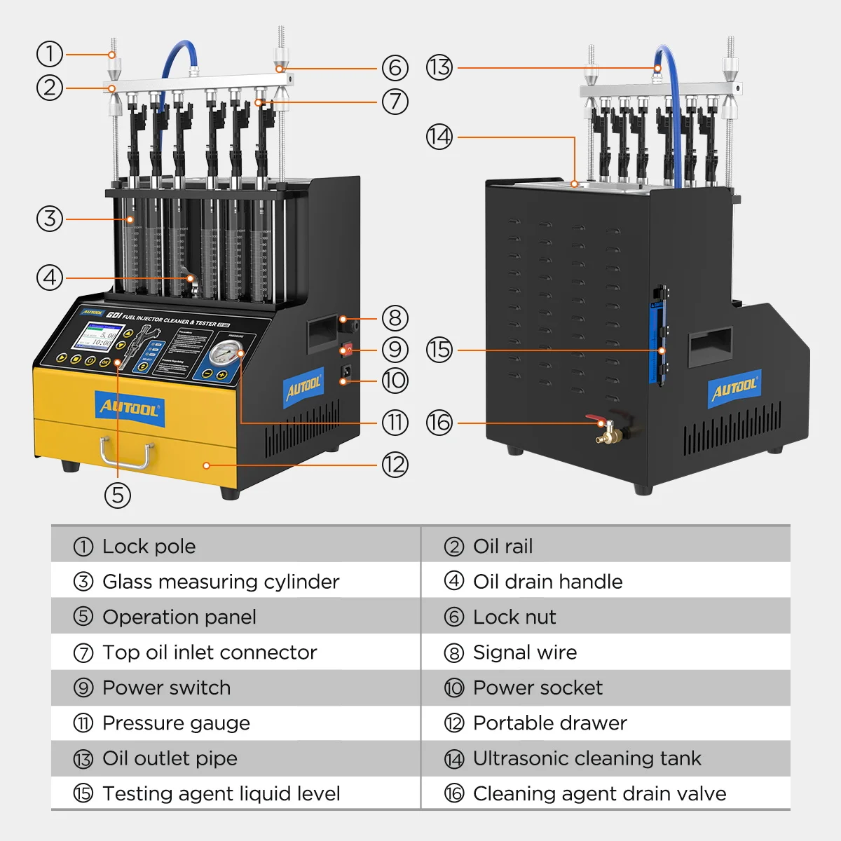 AUTOOL CT500 GDI EFI FEI Fuel Injector Cleaner & Tester Machine 6 ...