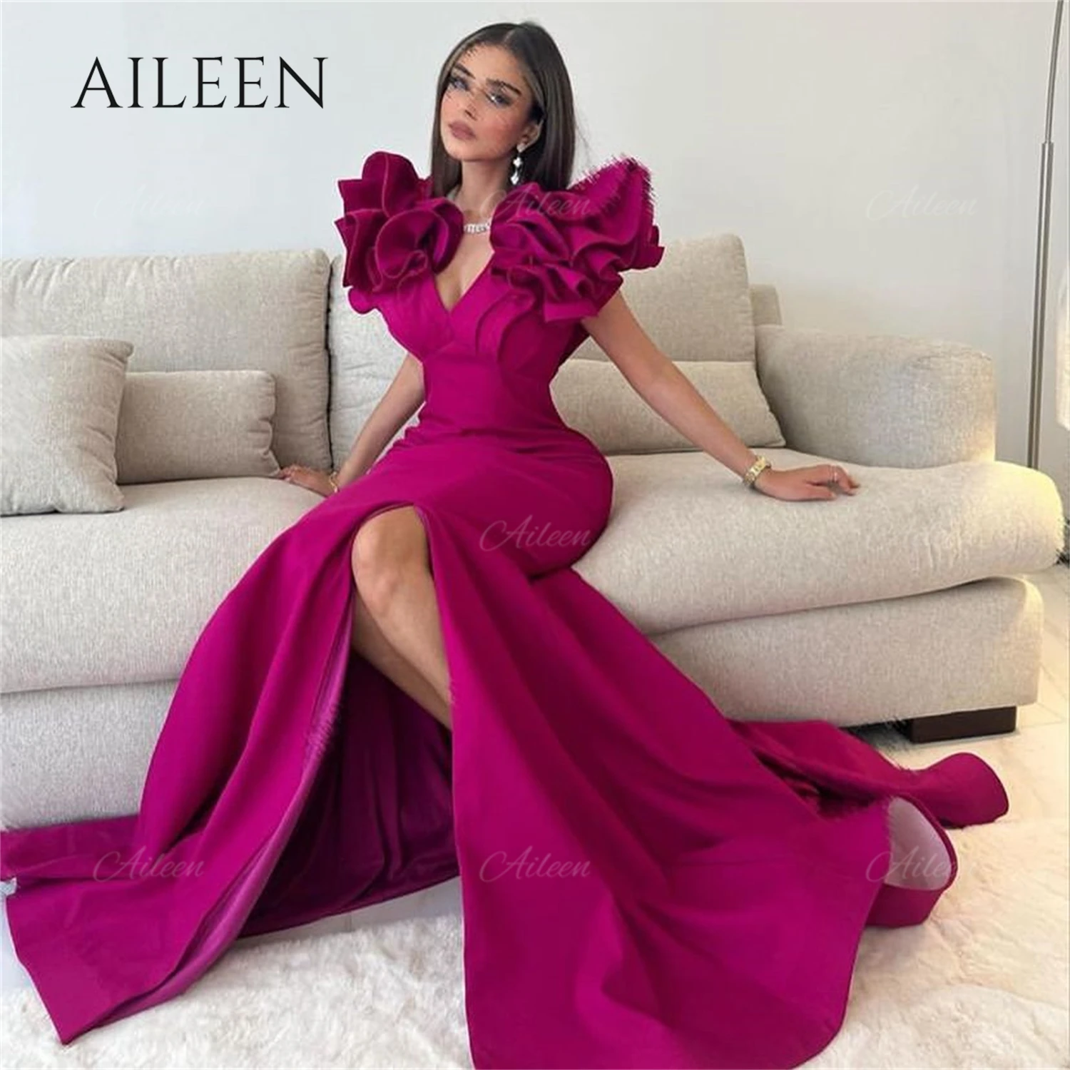 Aileen-Long-Soft-Dresses-for-Women-Party-Wedding-Evening-Rose-Red-Robe ...