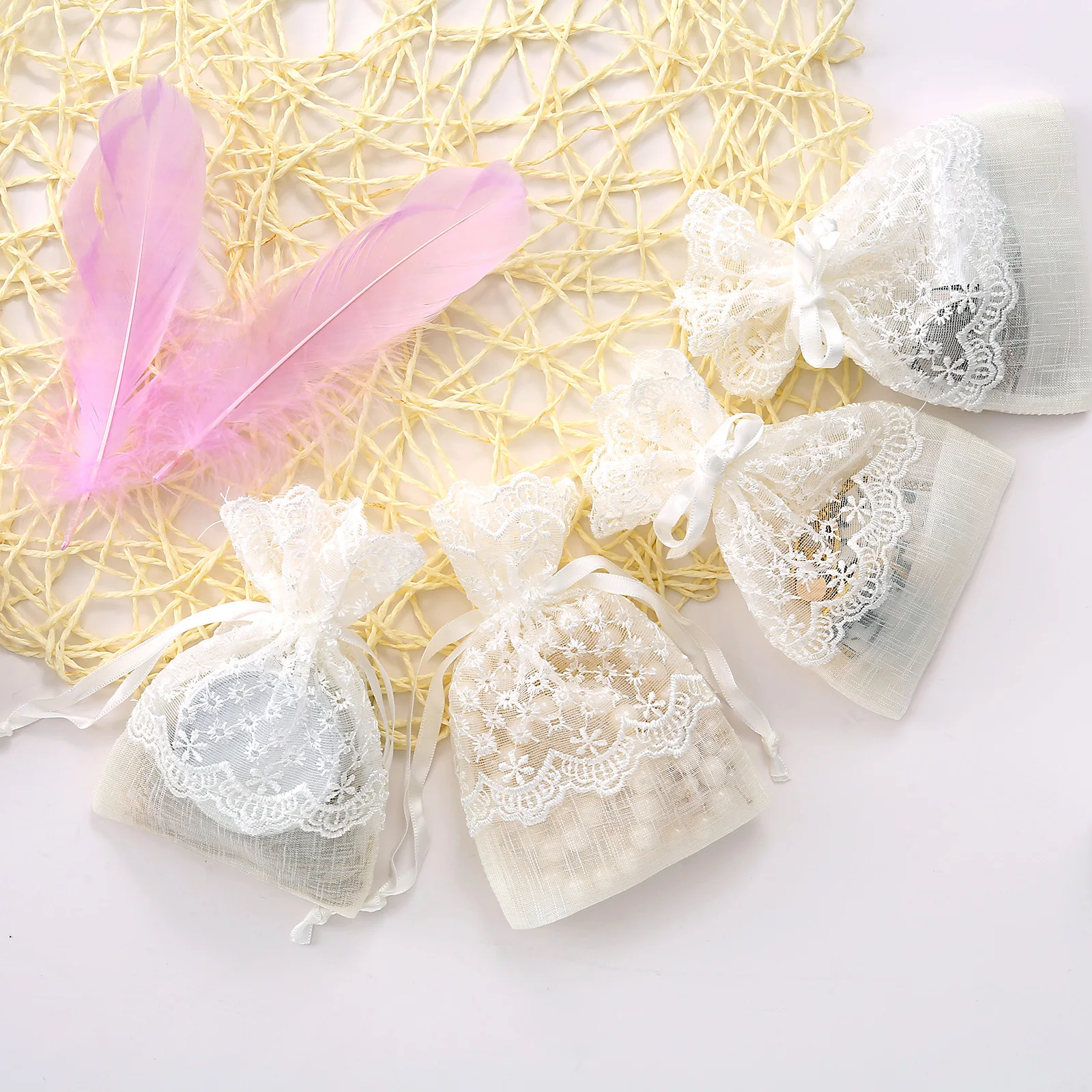 Party-Supplies-12PCS-Organza-Drawstring-Pouch-White-lace-Drawstring-Bag ...