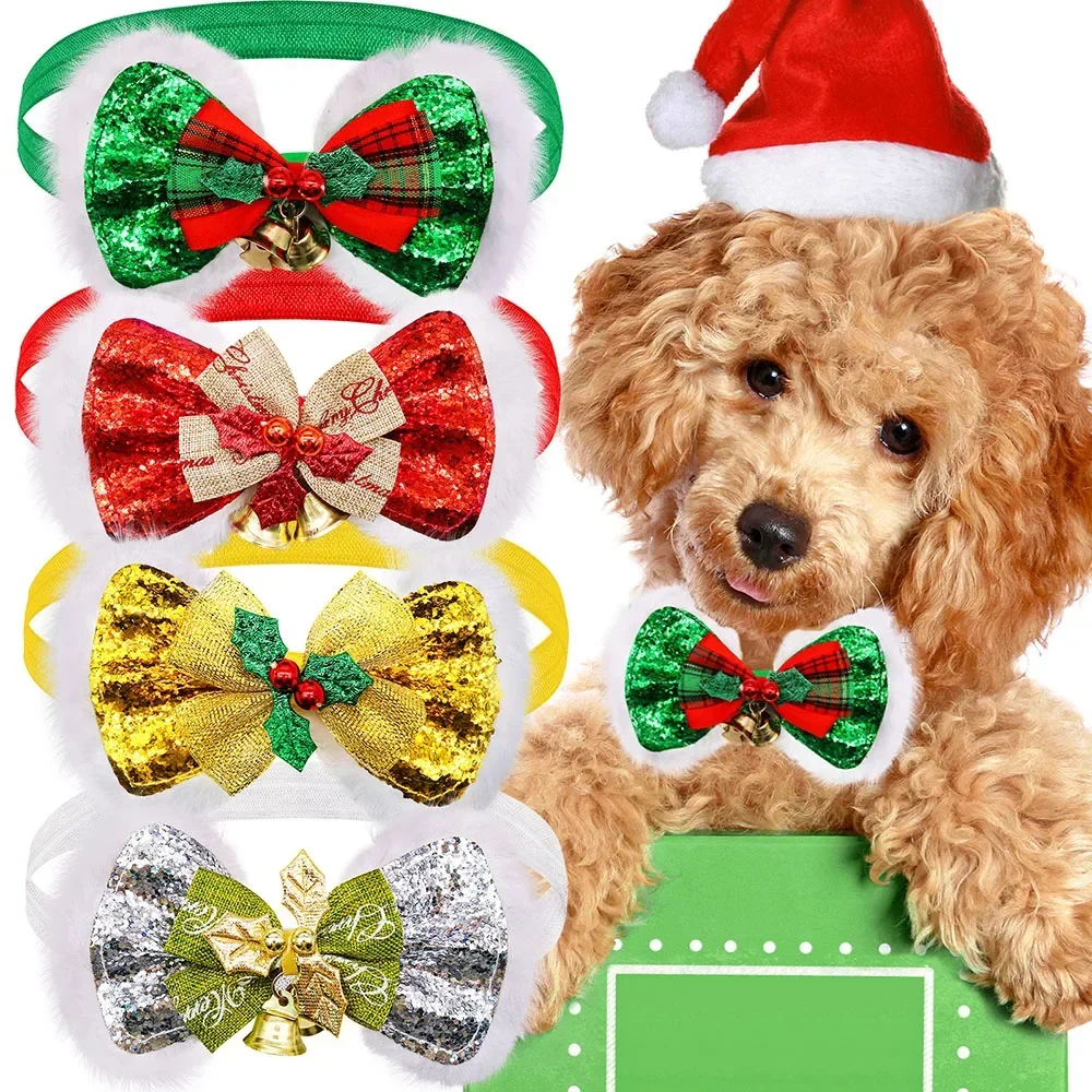20PCS Large Dog Bowties Christmas Small-Middle Pet Bow Tie Collar ...