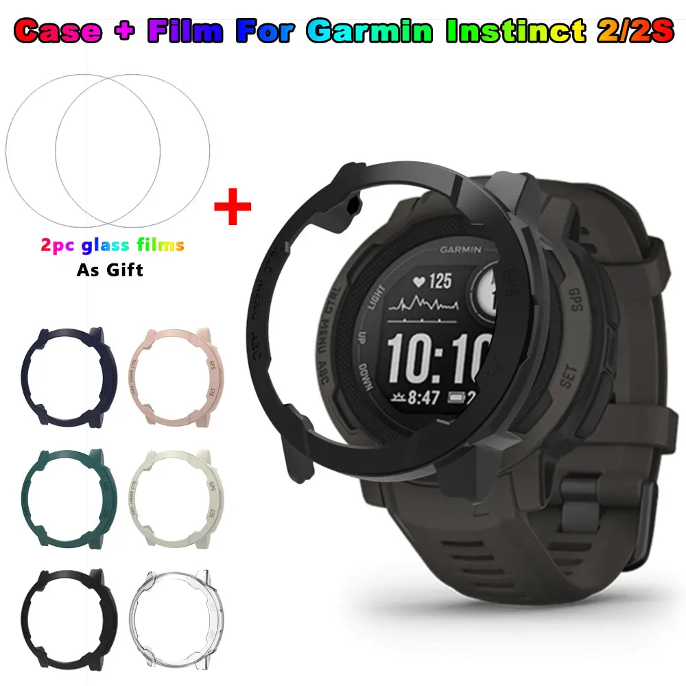 Shell PC Case Protective + Glass Film For Garmin Instinct 2/2S Smart ...