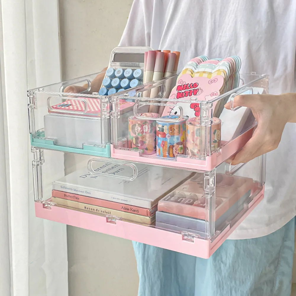 2024 Desktop Storage Box Carrying Case Mini Plastic Basket Foldable ...