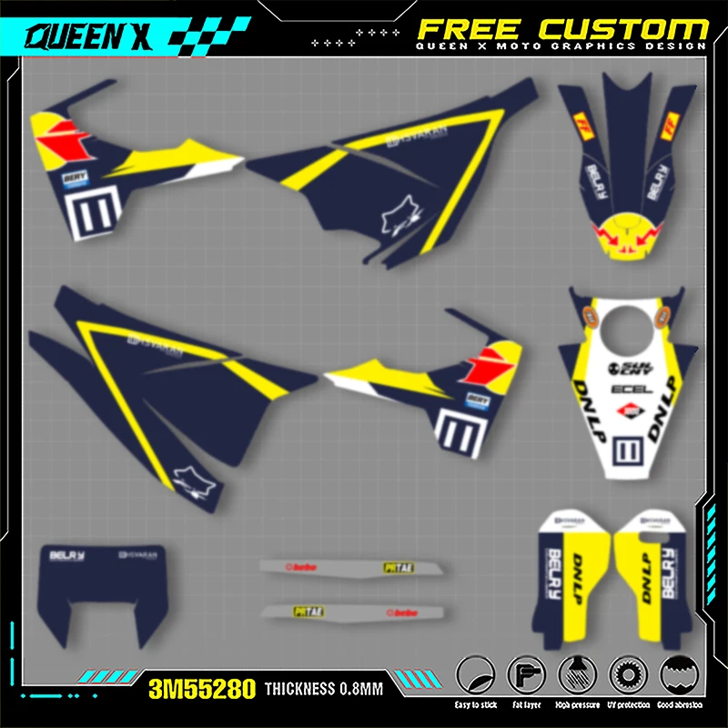 QUEEN X MOTO Custom Team Graphics Decals Stickers Kit For Husqvarna ...