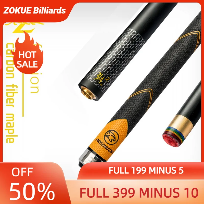 PREOAIDR-BK3-Pool-Cue-13-11-8-10-8mm-Tip-Carbon-Black-Maple-Shaft-Black ...