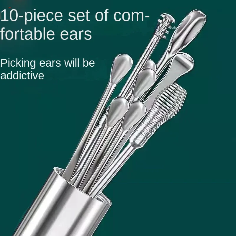 10Pcs-set-Ear-Wax-Pickers-Stainless-Steel-Earpick-Wax-Remover-piercing ...