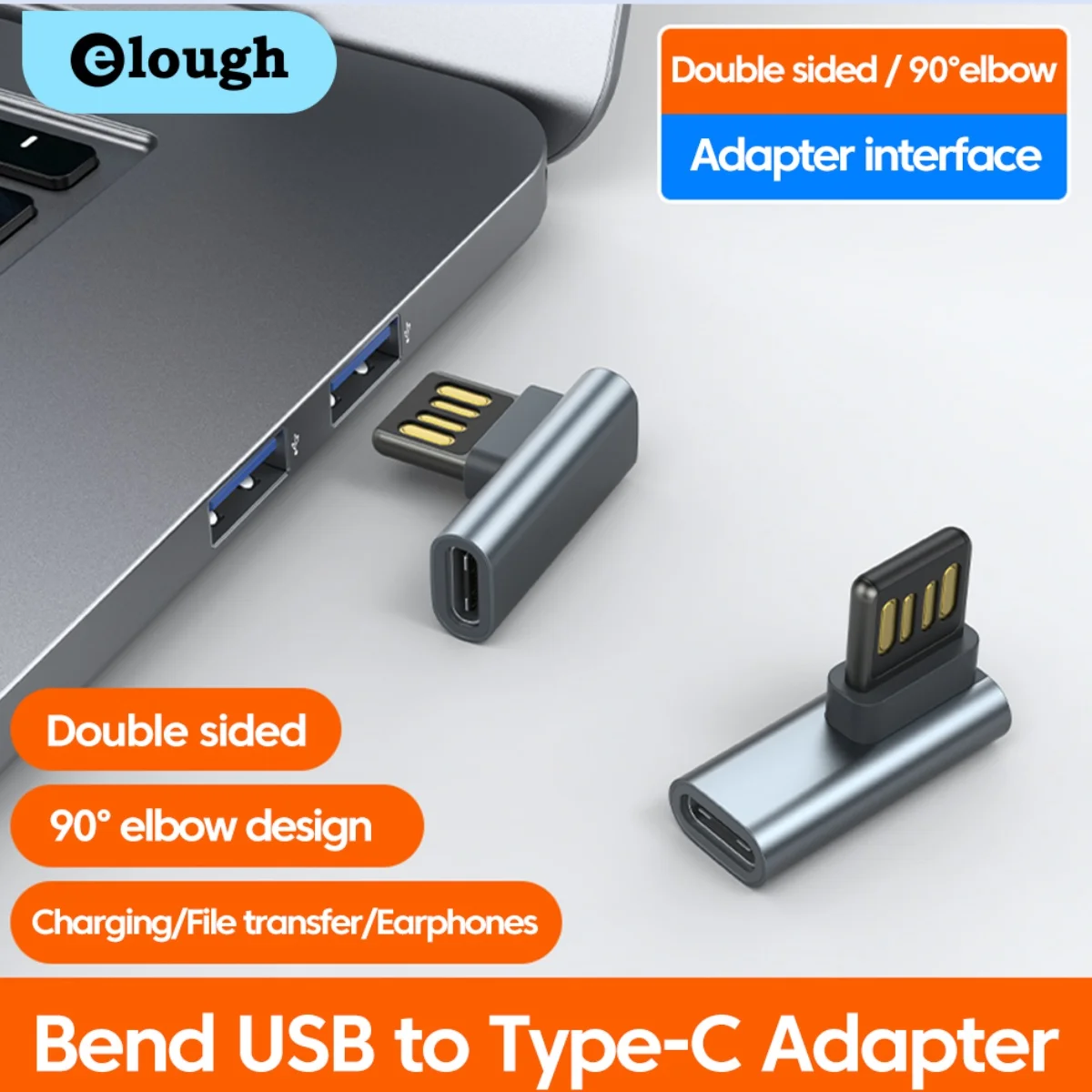 Elough 90 Degree 60W Elbow Double Sided Type C Adapter Fast Charging ...