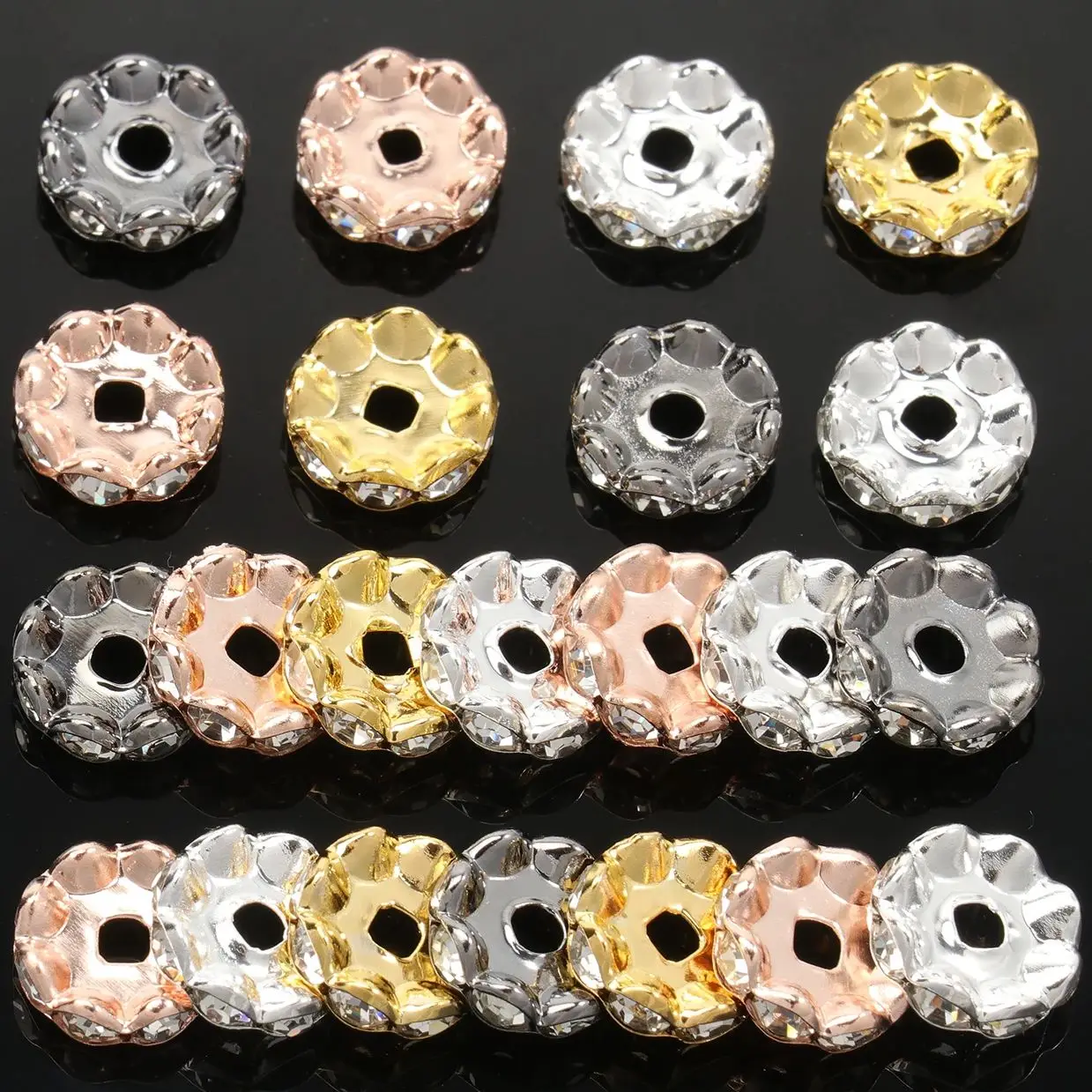 30pcs-lot-12mm-Gold-Color-Rhinestone-Rondelles-Crystal-Bead-Loose ...