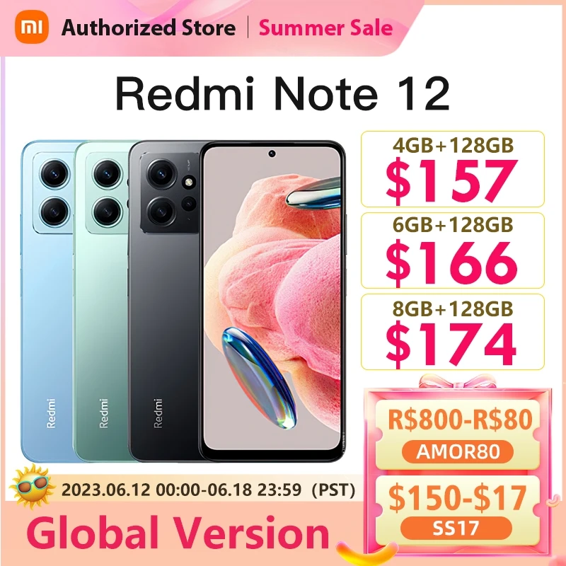 Xiaomi Smartphone Redmi Note 12, versión Global, 120Hz, AMOLED, 33W ...