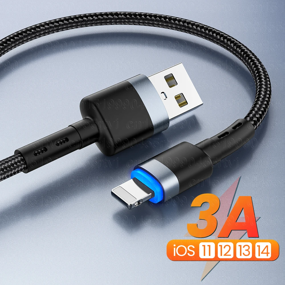 3A-Fast-Charging-USB-Cable-For-iPhone-USB-A-To-8-Pin-Nylon-Braided-Data ...