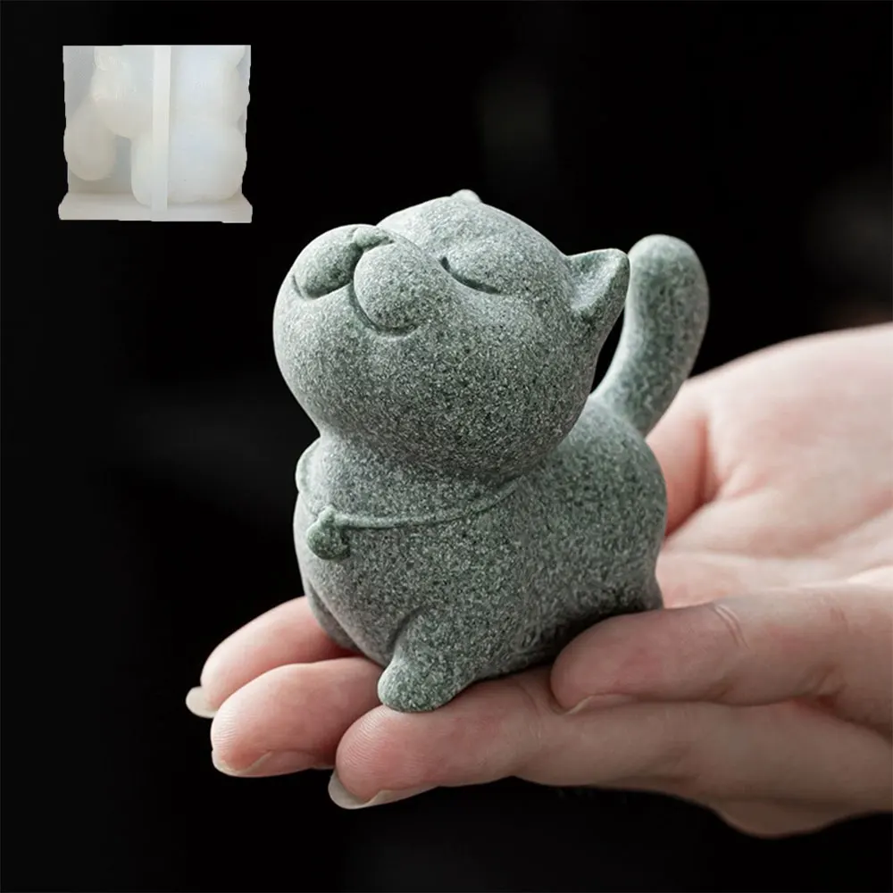 Naughty-Cat-Plaster-Mold-DIY-Cement-Crafts-Pet-Kitty-Ornaments-Silicone ...