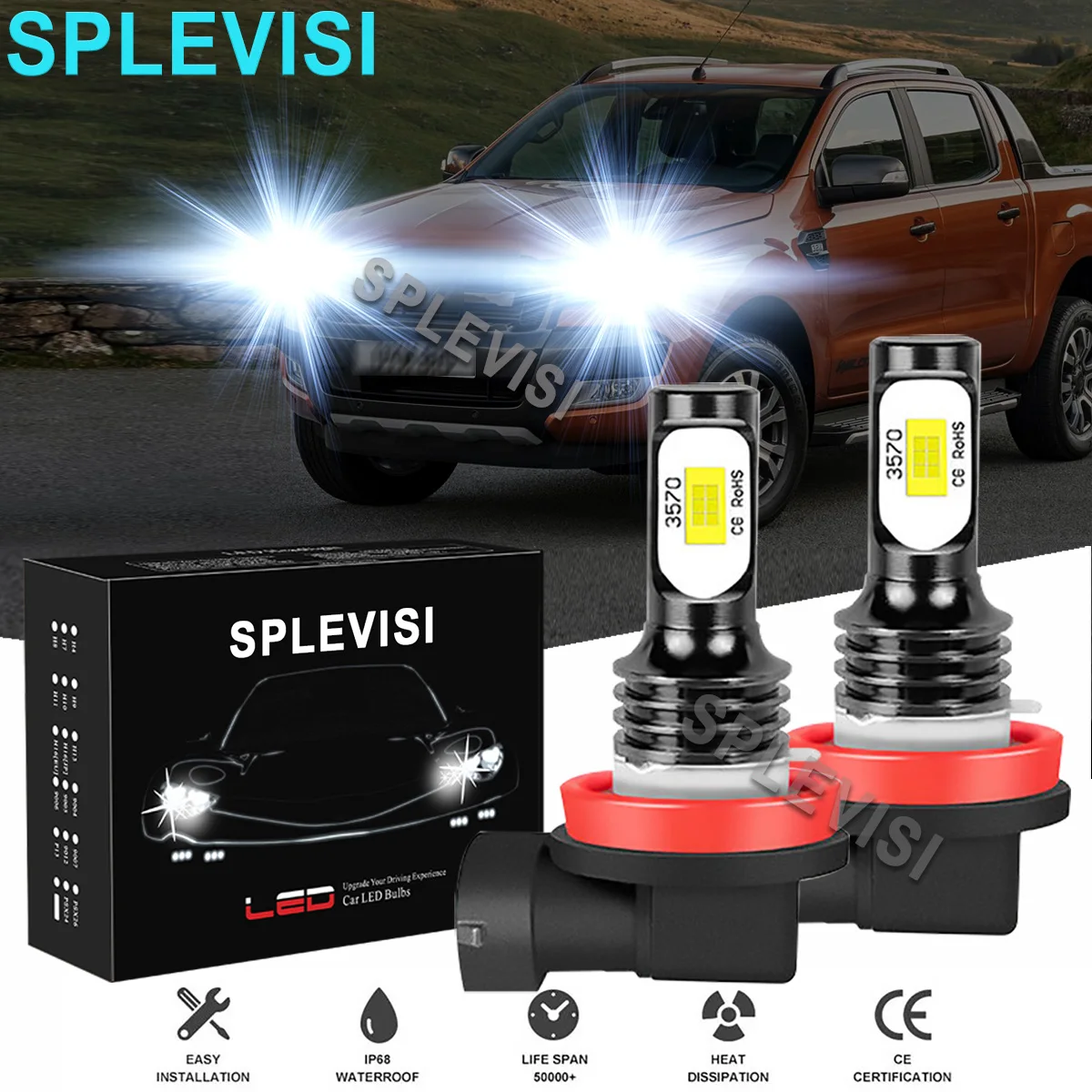 2PCS White LED Headlight Bulbs 6000K Fit For Ford Ranger 2016 2022 ...