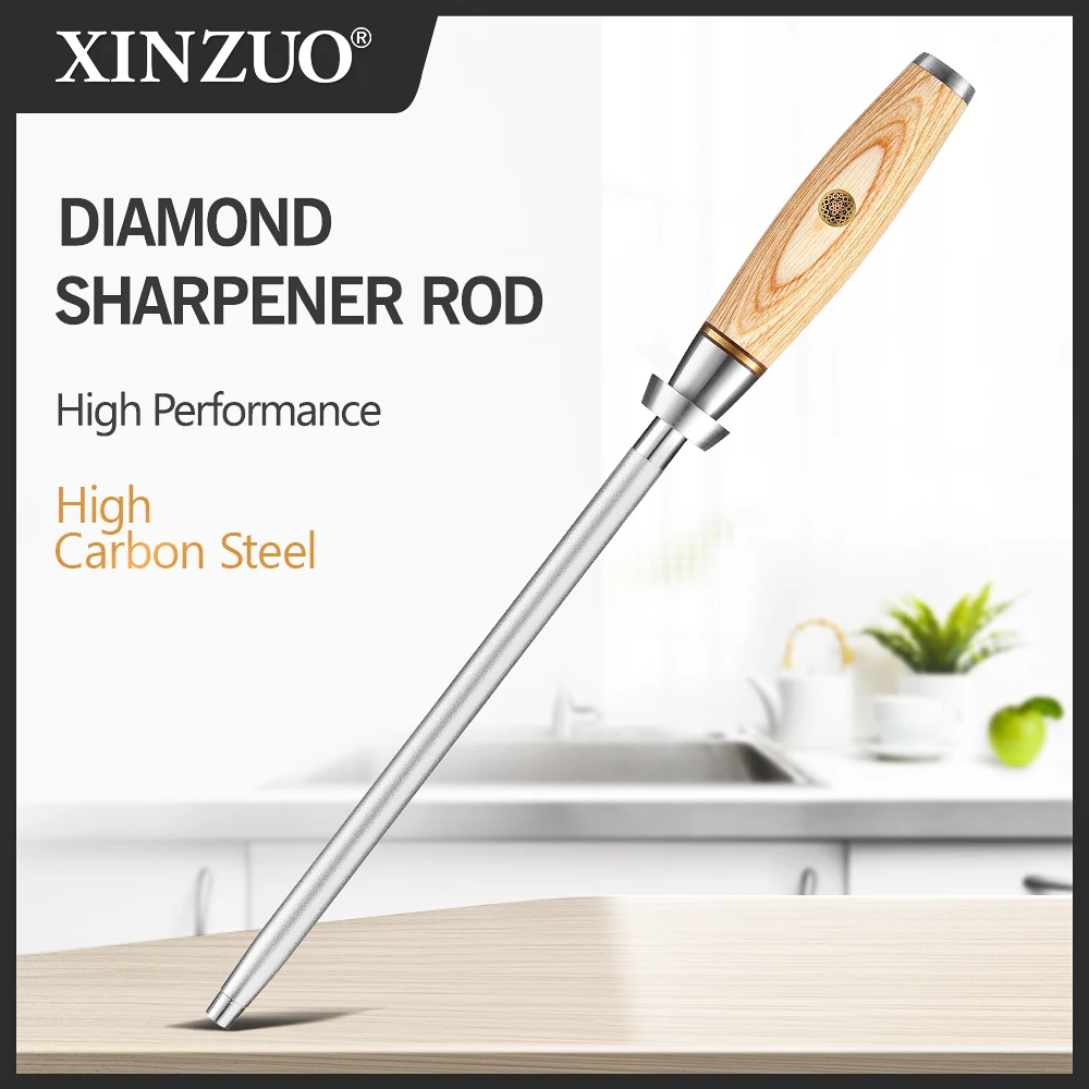 XINZUO New Diamond Sharpener Rod Kitchen Honing Steel Knife Sharpening ...