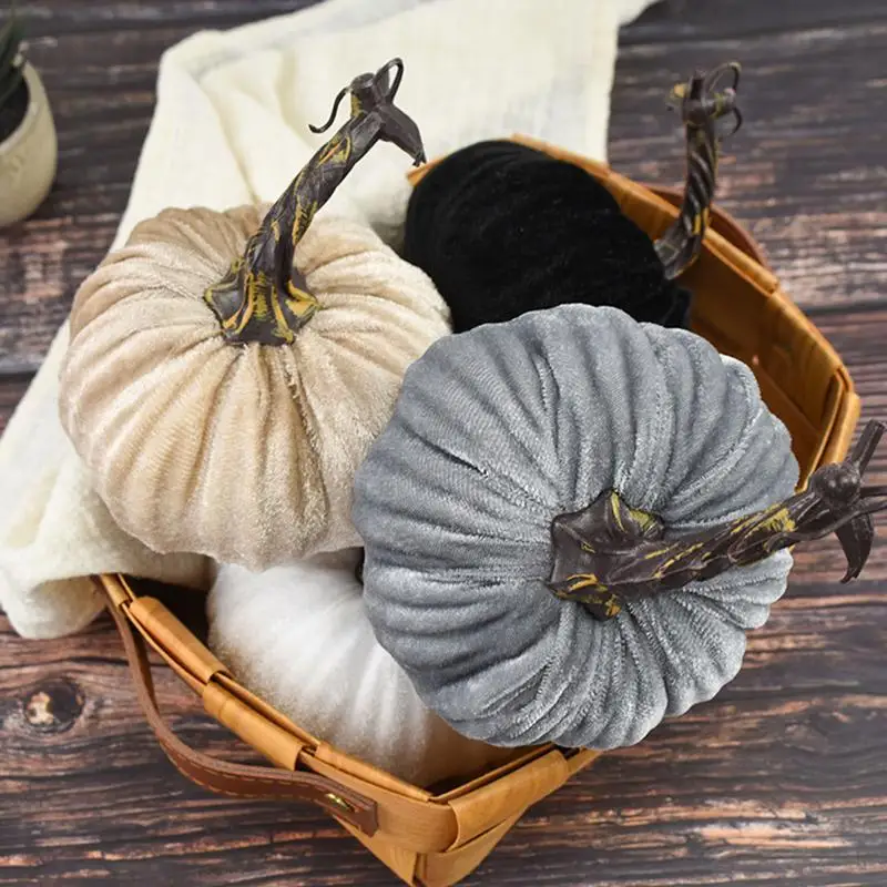 Artificial-Pumpkins-Door-Hanging-Ornaments-Fake-Velvet-Pumpkin-Decor ...