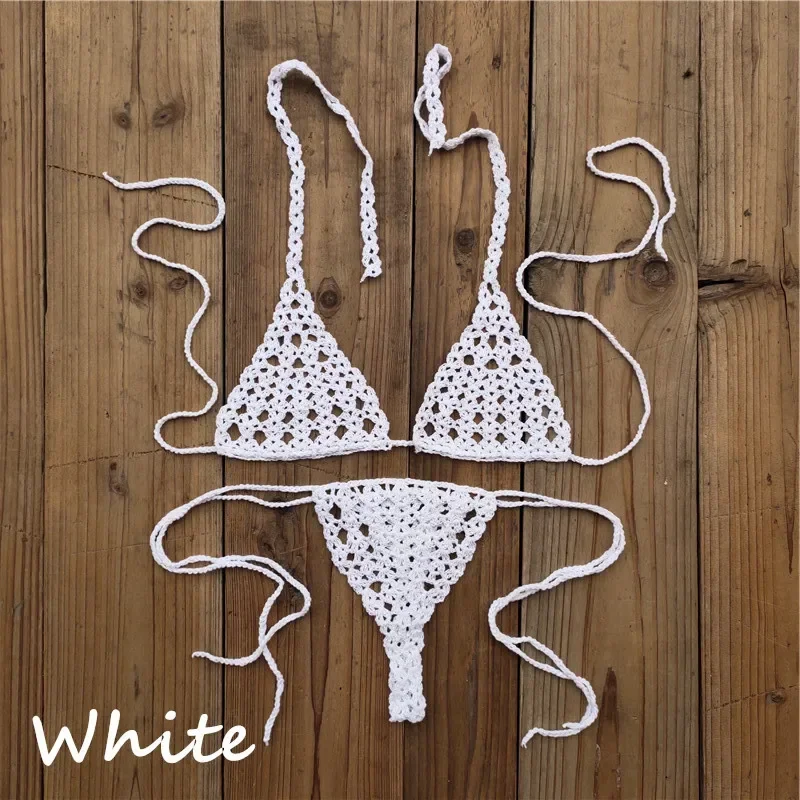 Sunbathing Handmade Crochet Bikini Suit Micro Swimsuit Micro Swimwear ...