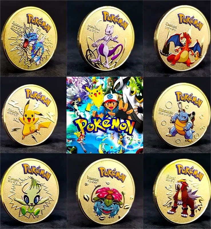 Pok-mon-Gold-Coin-Metal-Set-Mewtwo-Charizard-Cart-o-Anime-Pikachu ...