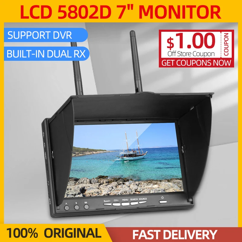 FPV-LCD5802D-5-8G-40CH-7-Inch-Monitor-LCD-Screen-5802D-800-480-With-DVR ...