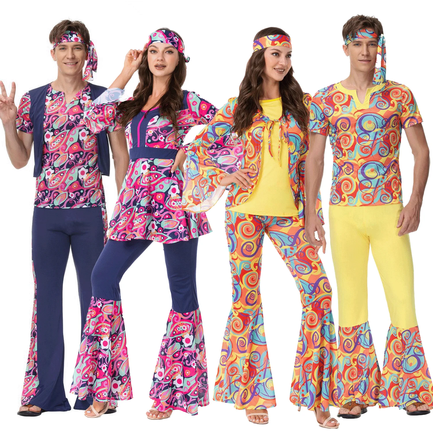 Couples-Hippie-Cosplay-Costume-Halloween-Party-70s-80s-Rock-Disco ...