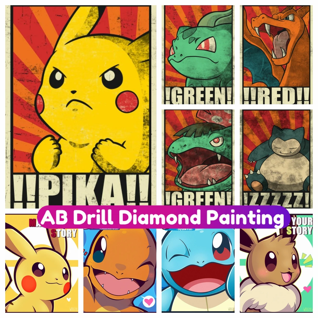 Pok-mon-Pikachu-Squirtle-Anime-Cartoon-AB-Diamond-Painting-New-5D-DIY ...