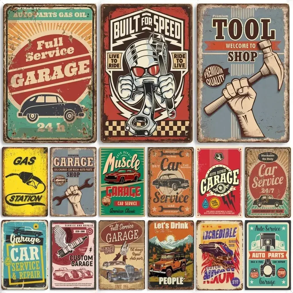 Vintage-Car-Service-Metal-Sign-Classic-Garage-Poster-Metal-Tin-Signs ...