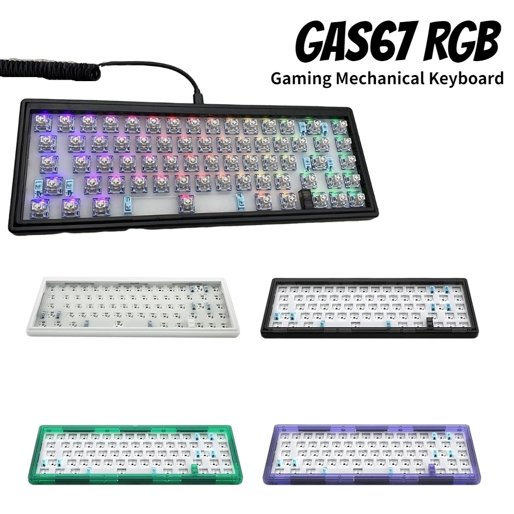 GAS67 게임 기계식 키보드 유형 C 핫 스왑 RGB 3/5 핀과 호환 가능 DIY 가스켓 구조 맞춤형 키보드 지원 ...